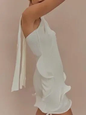 Meshki | Dresses | Meshki Caprice Halter Knit Mini Dress White | Poshmark